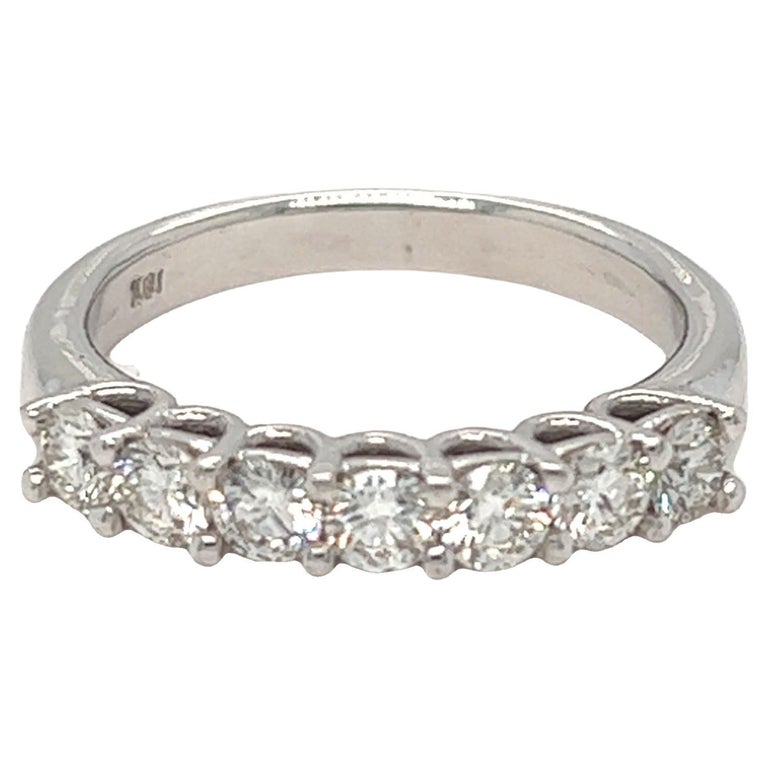 0.84 carat Seven Stone Diamond Half Eternity Band Ring 18K White Gold ...