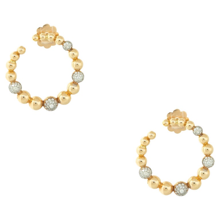 0.85 Carat Pave Diamond Bump Hoop Earrings 18 Karat in Stock For Sale ...