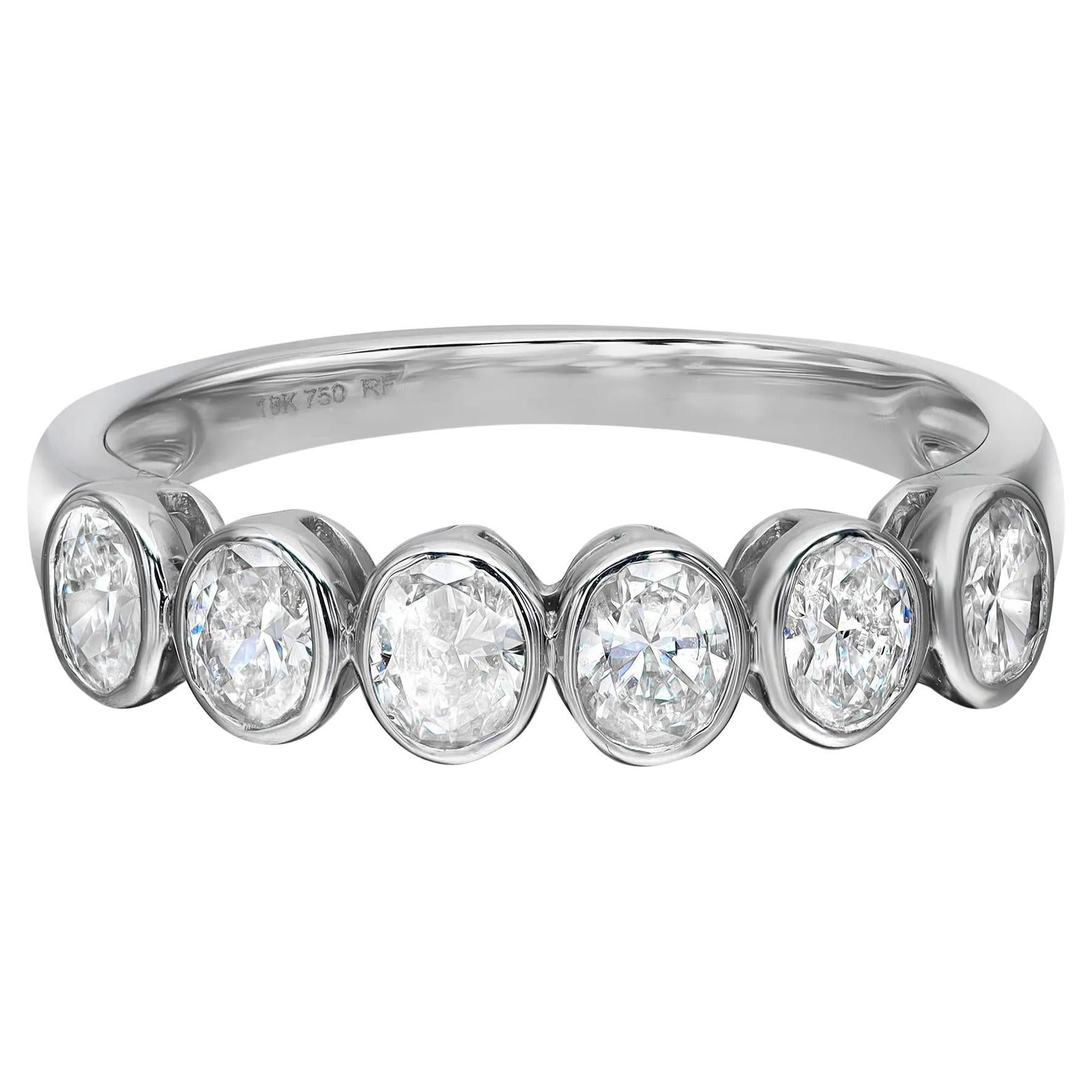 0.90cttw Bezel Set Emerald Cut Diamond Eternity Band Ring 18k Rose Gold ...