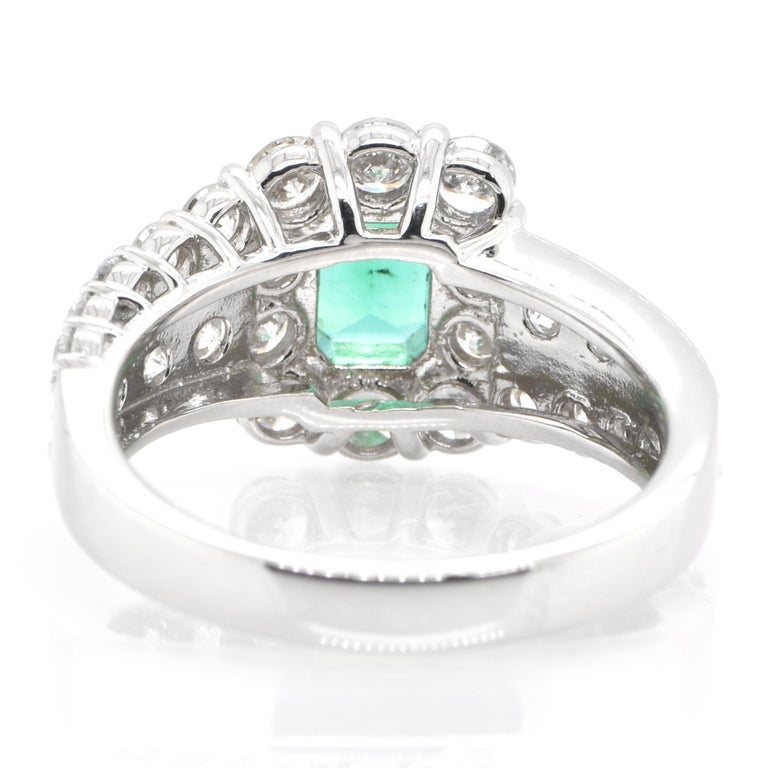 0.87 Carat Natural Emerald and Diamond Ring Set in Platinum For Sale at ...