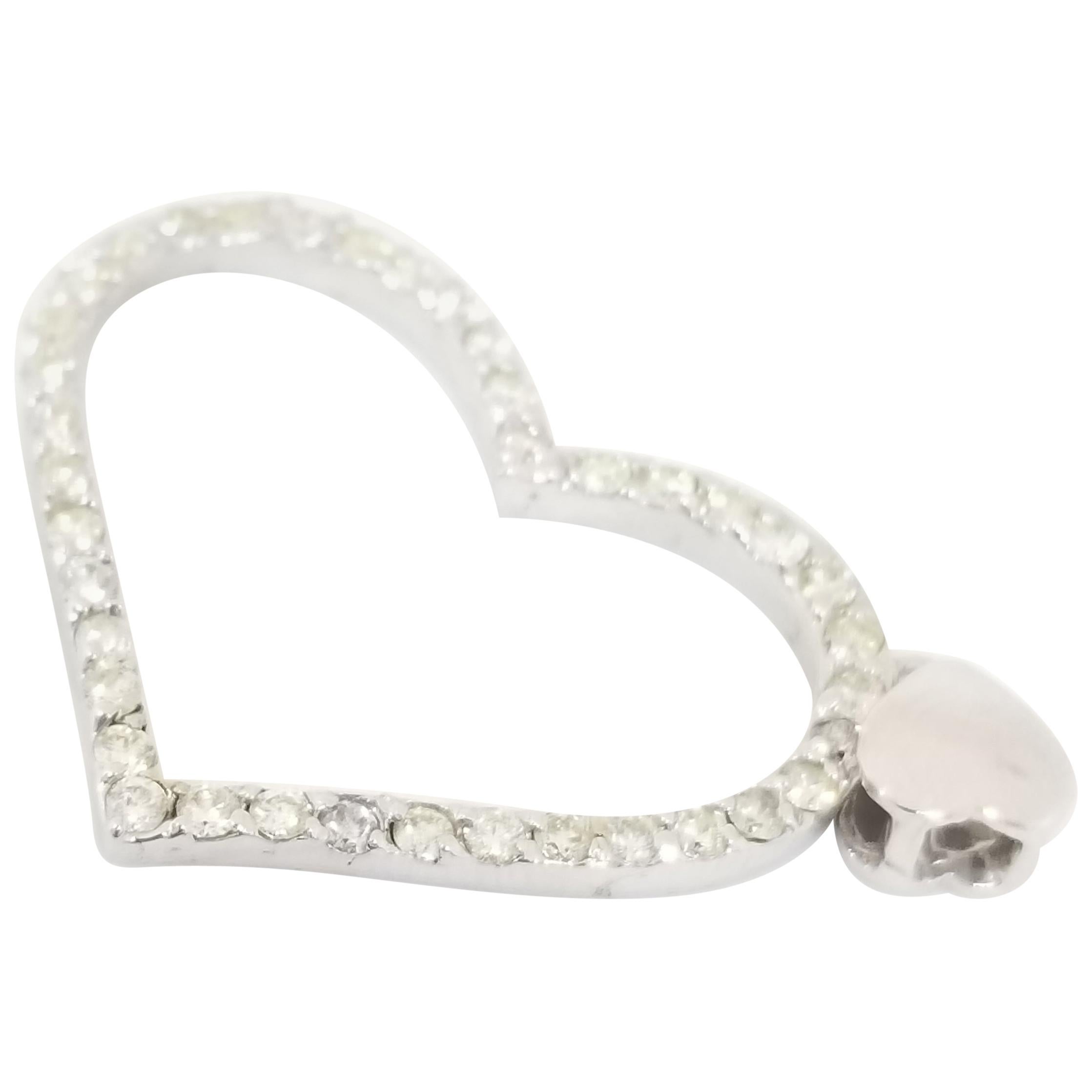 0.90 Carat 14 Karat Pave Set Puffed Heart Pendant Necklace For Sale at ...