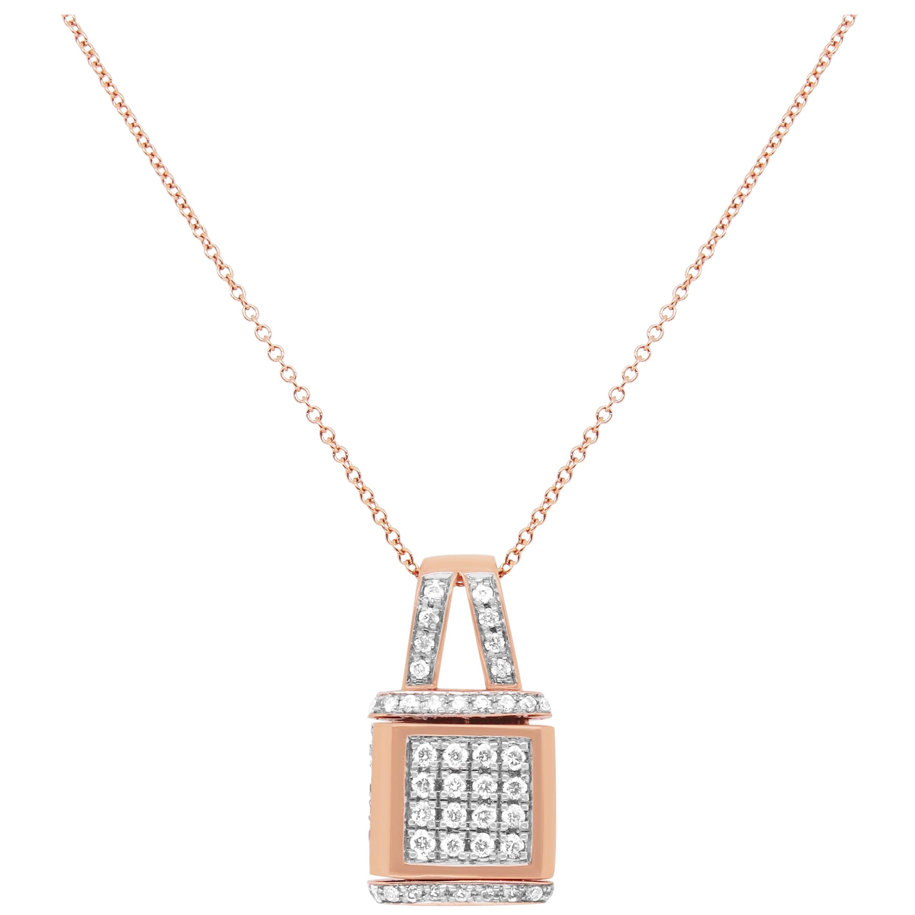 De Grisogono Cognac and White Diamond Rose Gold Pendant Necklace at 1stDibs