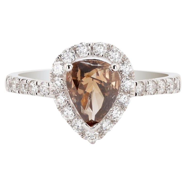 0.90ct Fancy Brown Center Diamond Platinum Ring '1.39ctw Diamonds ...