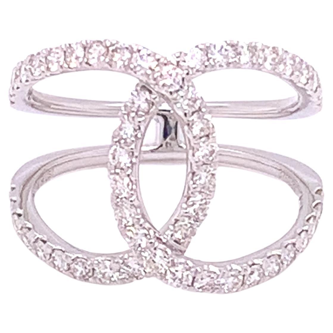 Diamond Gold Crossover Cocktail Ring For Sale at 1stDibs