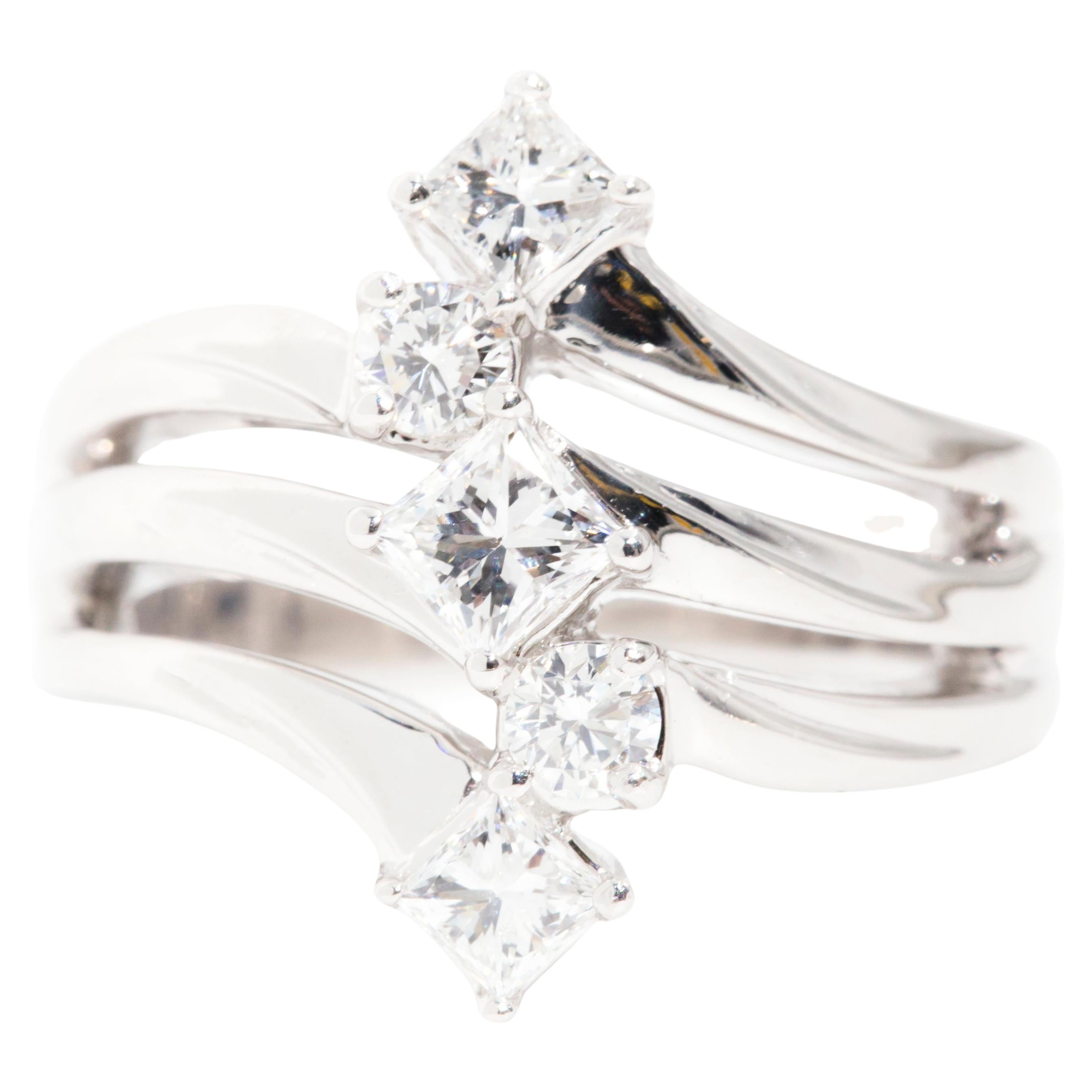 Kallati Design 2.52 Carat Princess Round Cut Diamond Gold Cocktail Ring ...