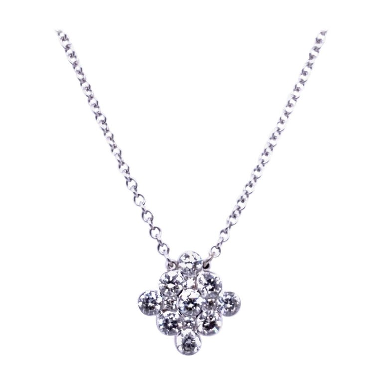 0.94 Ct 18 Karat Gold Invisible Set Diagonal Pendant Necklace '14 Karat ...