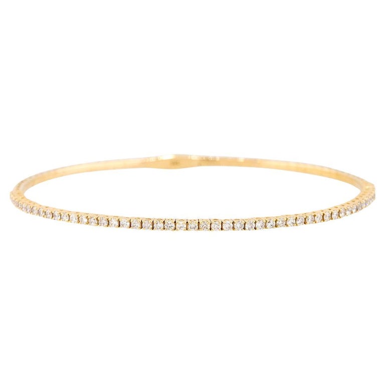 0.95 Carat Flexible Diamond Stackable Bangle Bracelet 14 Karat In Stock ...