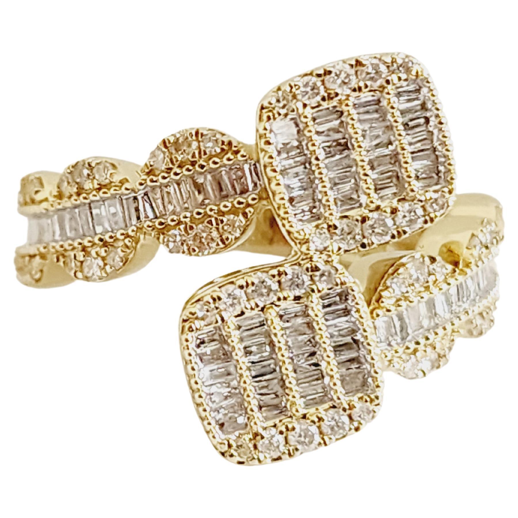 14 Karat Yellow Gold 0.95 Carat Natural Diamond Stackable Ring Size 6.5 ...