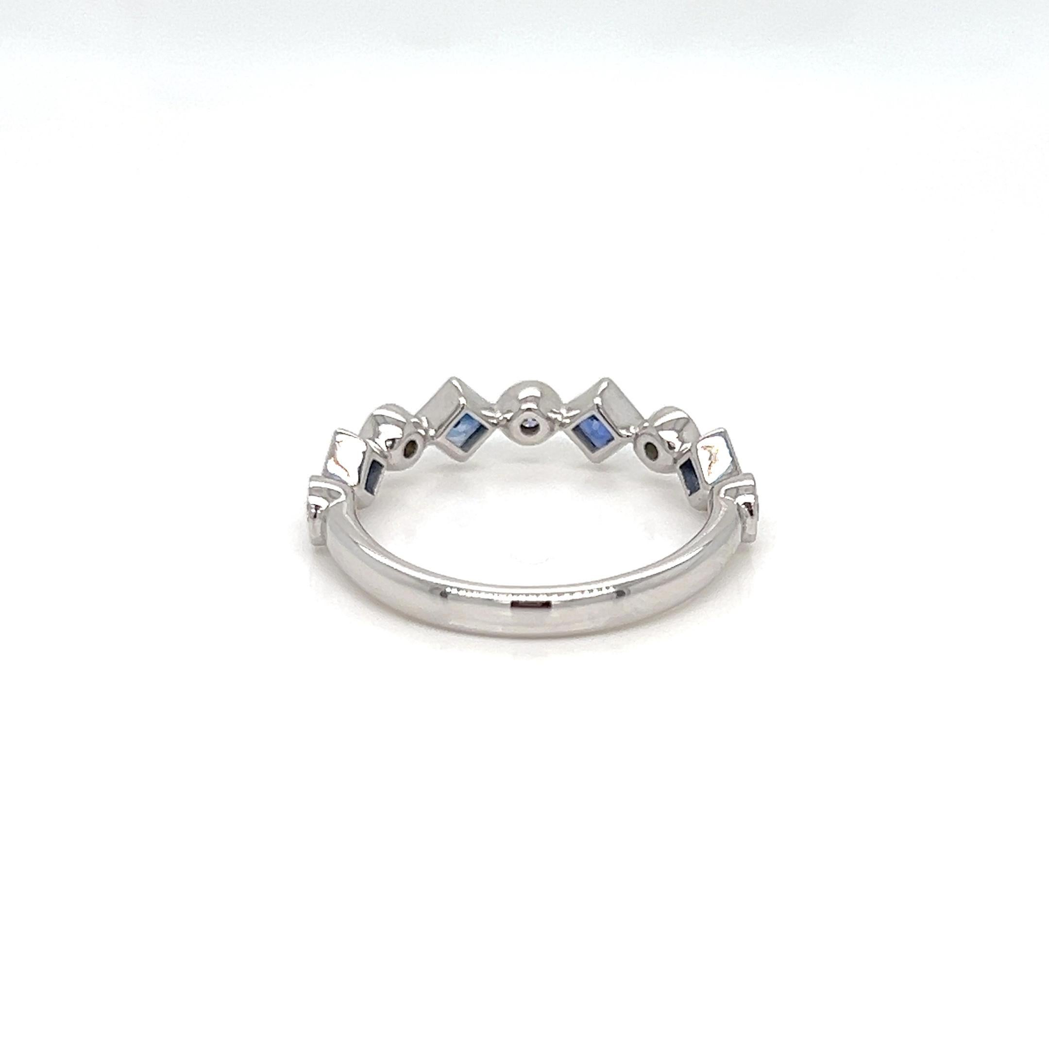 0.96 Carats Princess Cut Sapphire Half Eternity Bezel Ring Band with ...