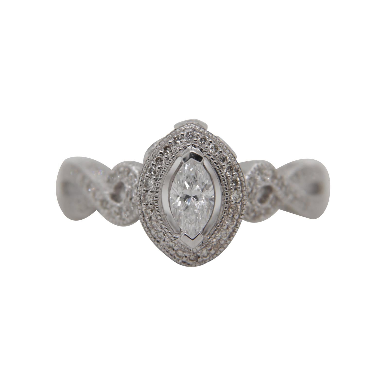 Celebration Diamond Ring Princess Cut 0.97 Carat G SI2 18 Karat White ...