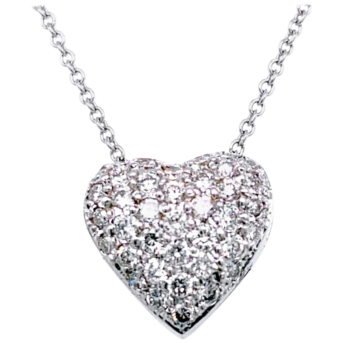 1.33 Carat 14 Karat Gold Pave Set Multi Heart Diamond Necklace For Sale ...