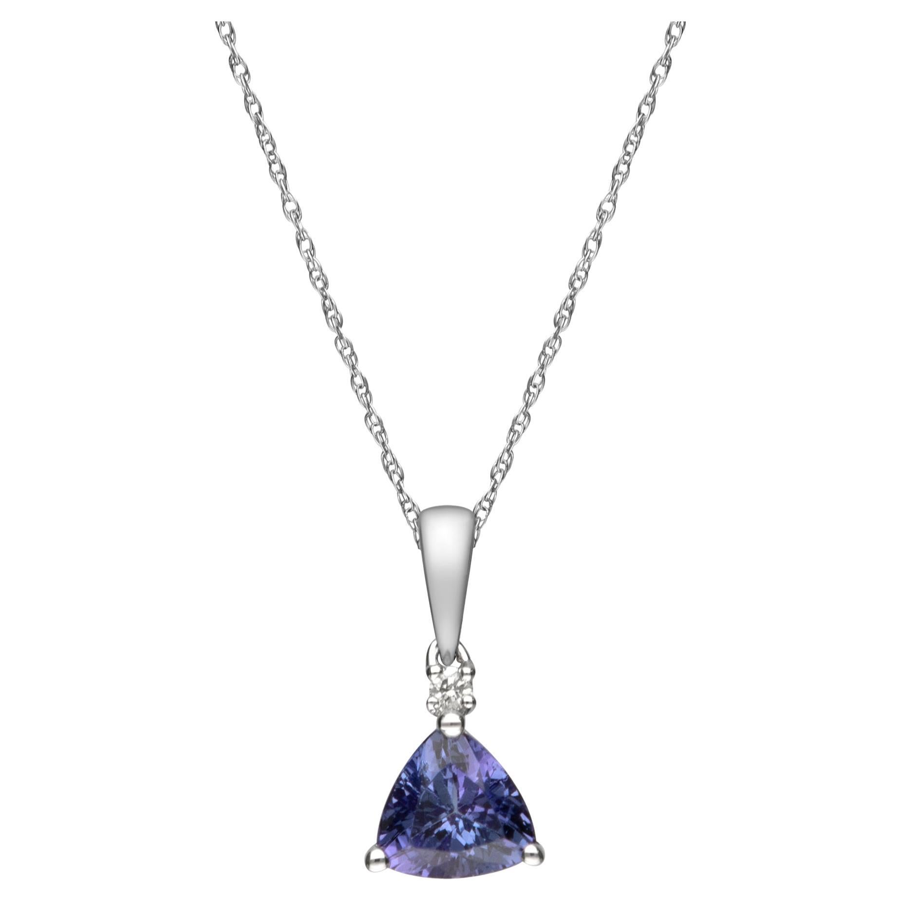 Tanzanite Trillion Pendant in 14k Yellow Gold For Sale at 1stDibs