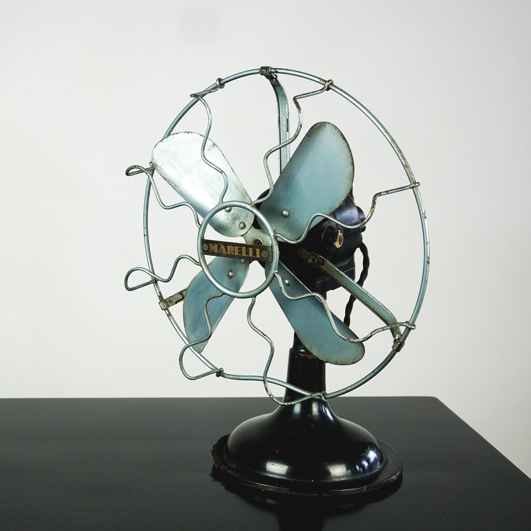 0riginal Vintage Industrial Art Deco Table Fan by Marelli Italy at ...
