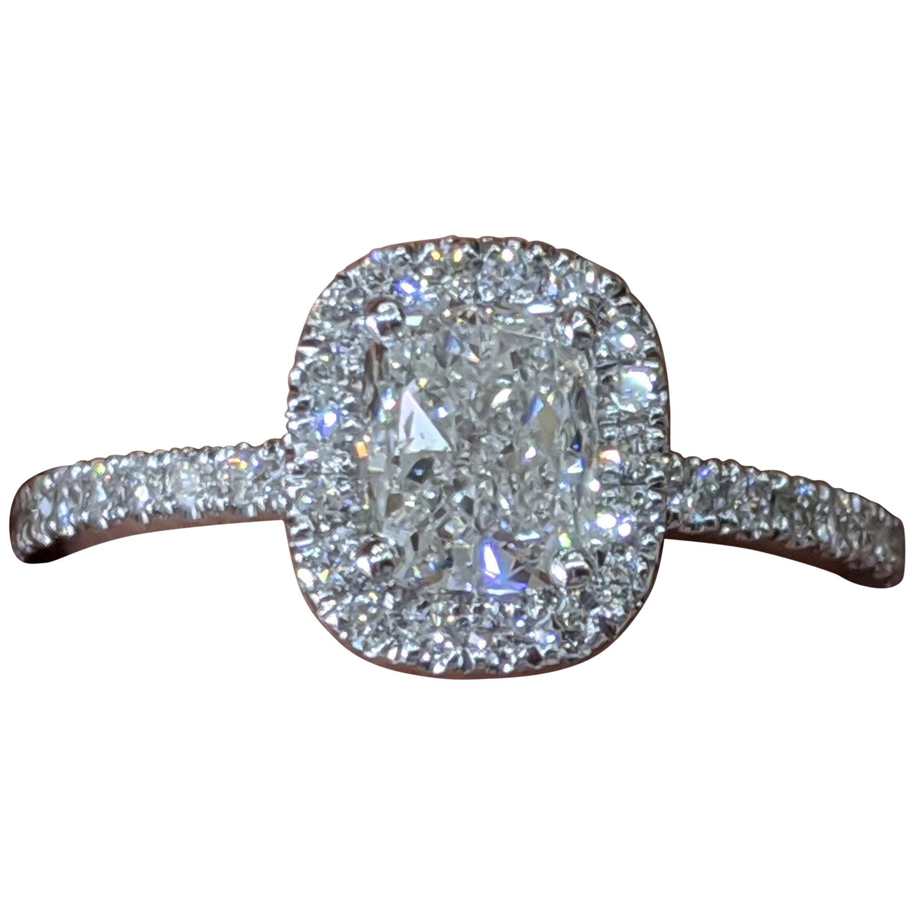 Elongated Cushion Diamond Platinum Ring at 1stDibs