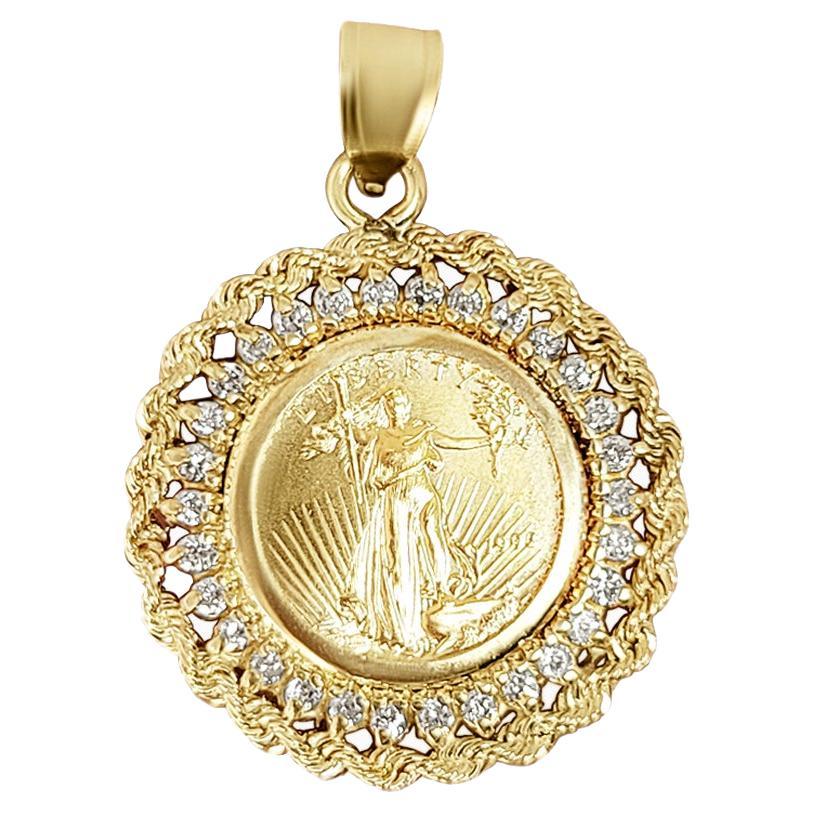 1/20OZ Panda Gold Coin Necklace with Diamond Halo 14k Yellow Gold For ...