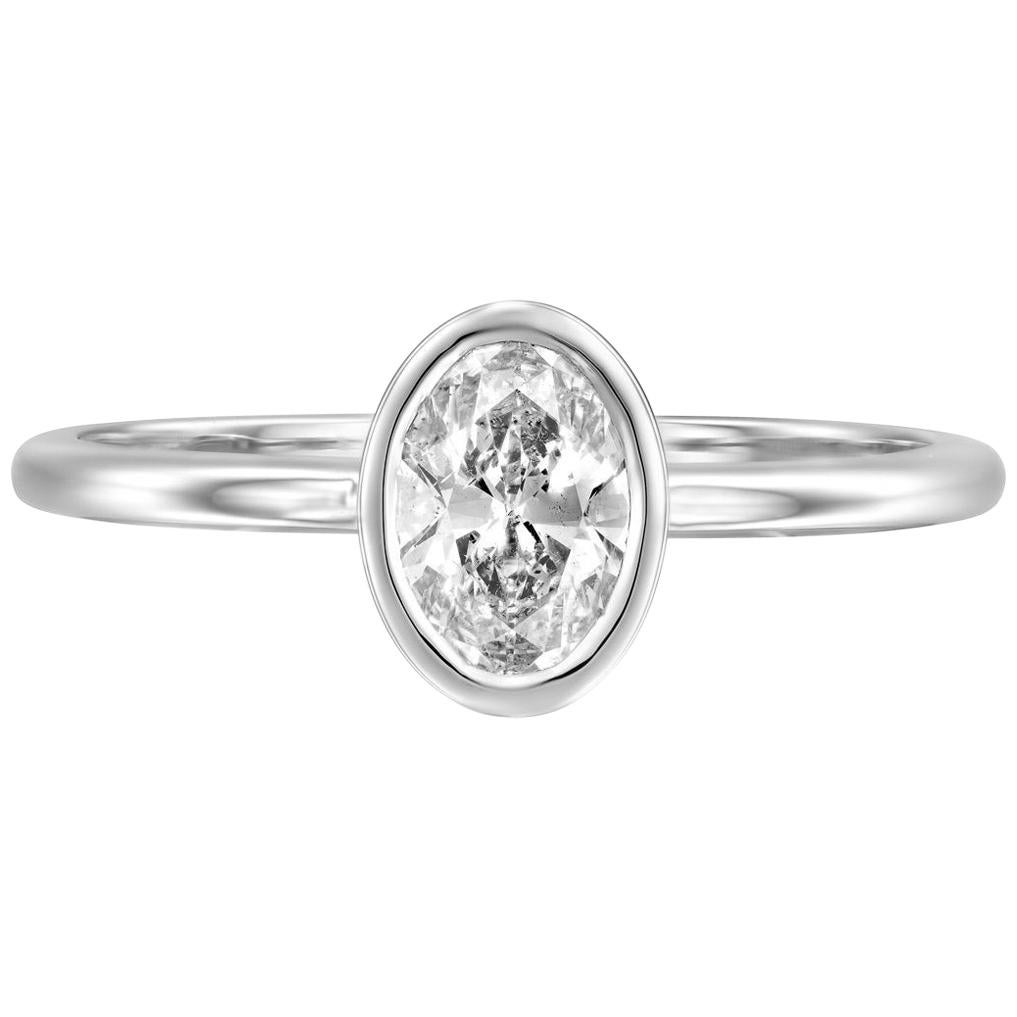 1 1 2 Carat 14 Karat White Gold Oval Diamond Ring Gatsby Style