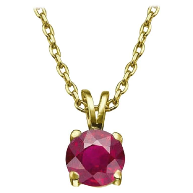 1/2 Carat 14k Yellow Gold Round Ruby Solitaire Necklace, Ruby Pendant ...