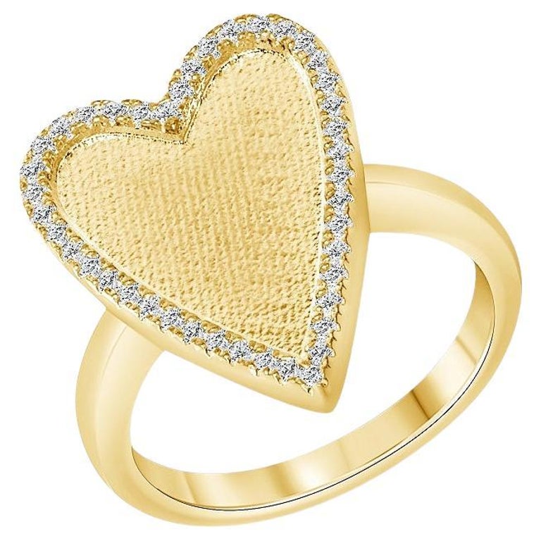 Customizable 1/2 Carat Heart Signet Diamond Ring For Sale at 1stDibs