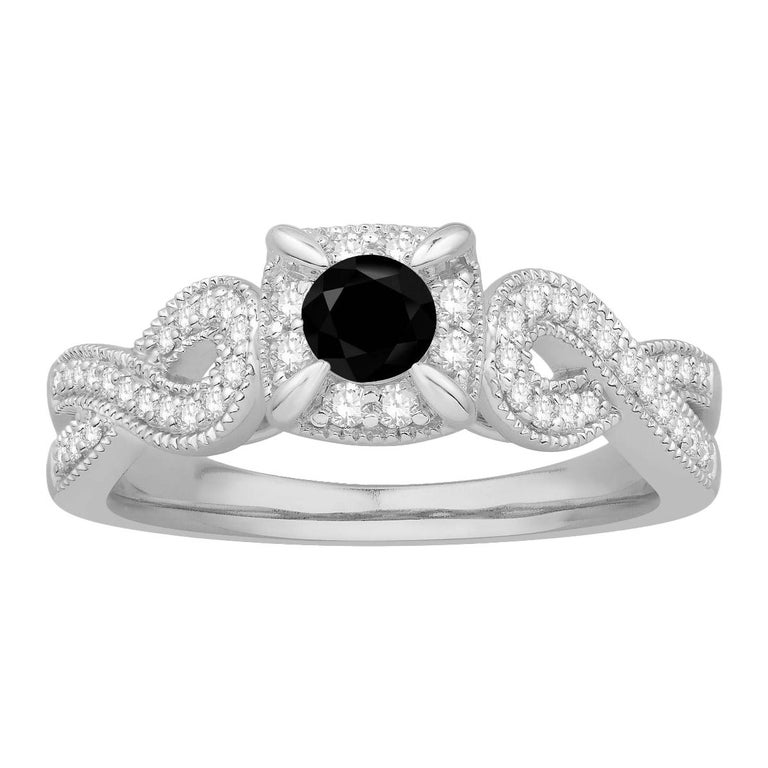 1/2 Carat TW BLK Diamond CTR Engagement Ring For Sale at 1stDibs