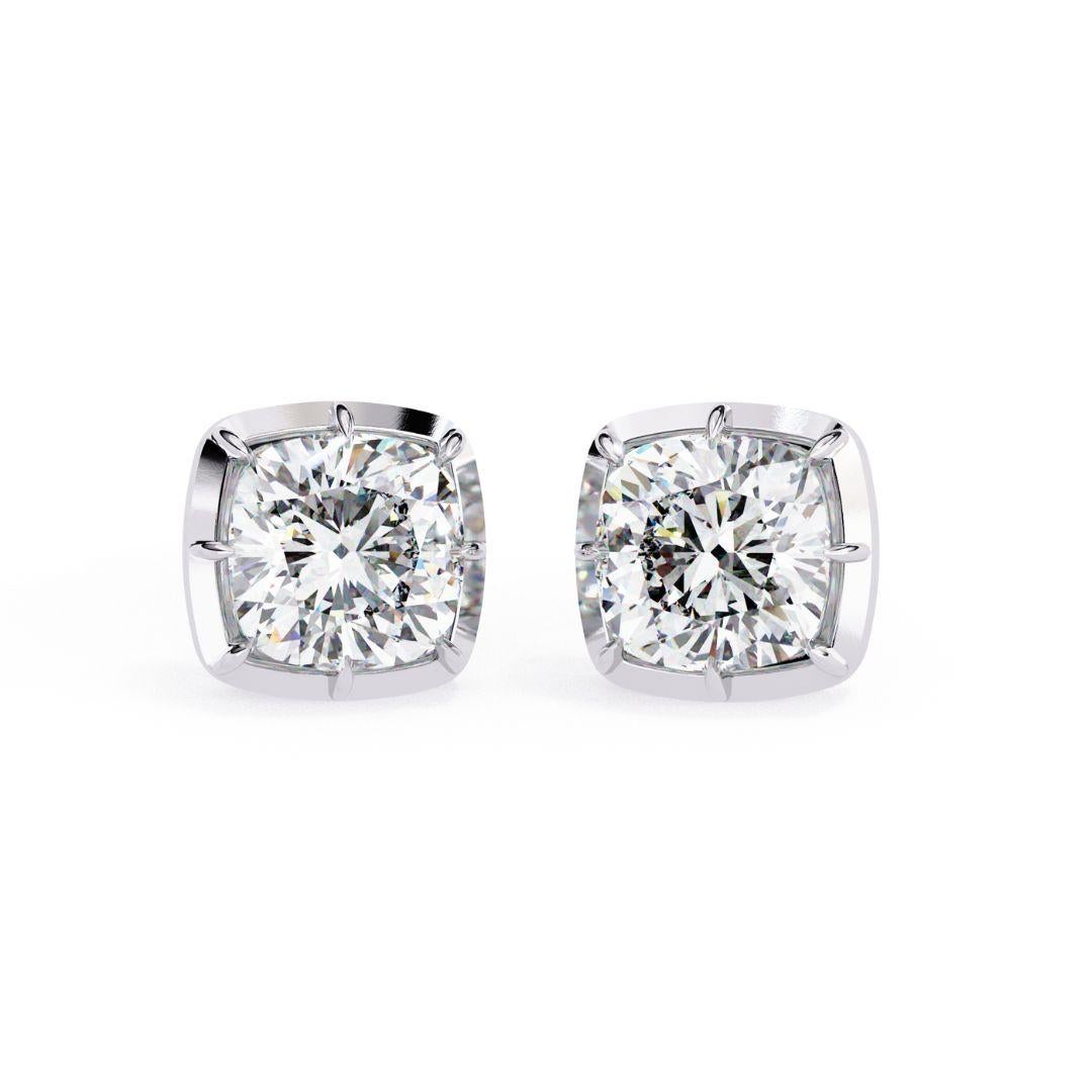 1/2 Ctw Cushion Cut Diamond Studs 14K Gold Modern Georgian Cut Down ...