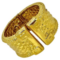 18k Yellow Gold Wide Bracelet For Sale at 1stDibs | gold bracelet ...