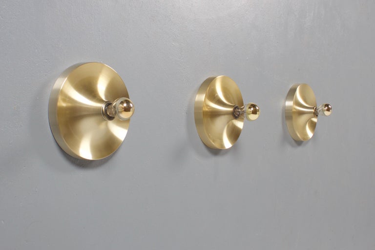 1/3 Modernist Brass Disc Wall Lights / Flush Mounts by Cosack, 1970 at ...