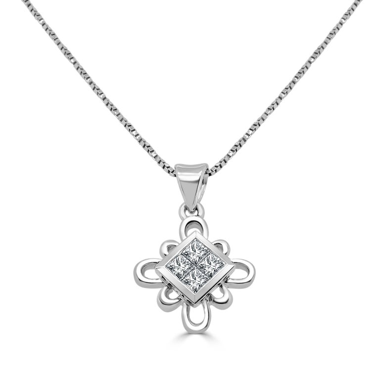 1/4 Carat Kite Shape Diamond Pendant Necklace in 18K White Gold For ...