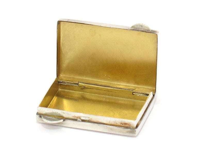 Sterling Silver Gilt Interior Antique American Rectangular Pill Box For ...