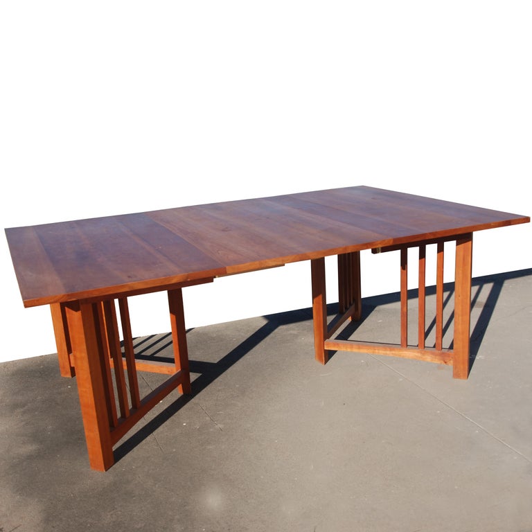 Extension Mission Arts and Crafts Trestle Table For Sale at 1stDibs