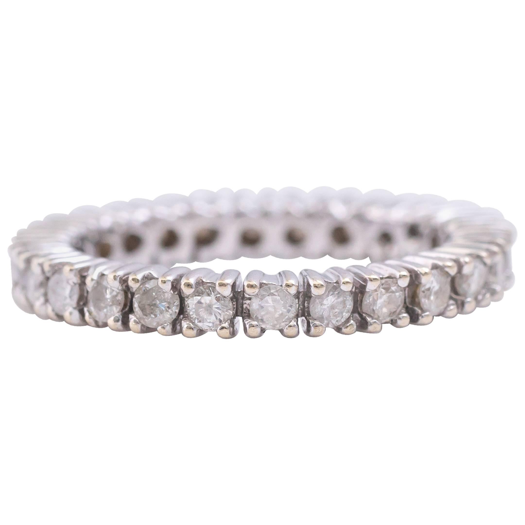 1.5 Carat Diamond Half Eternity Band 14 Karat White Gold 3-Row Band For ...