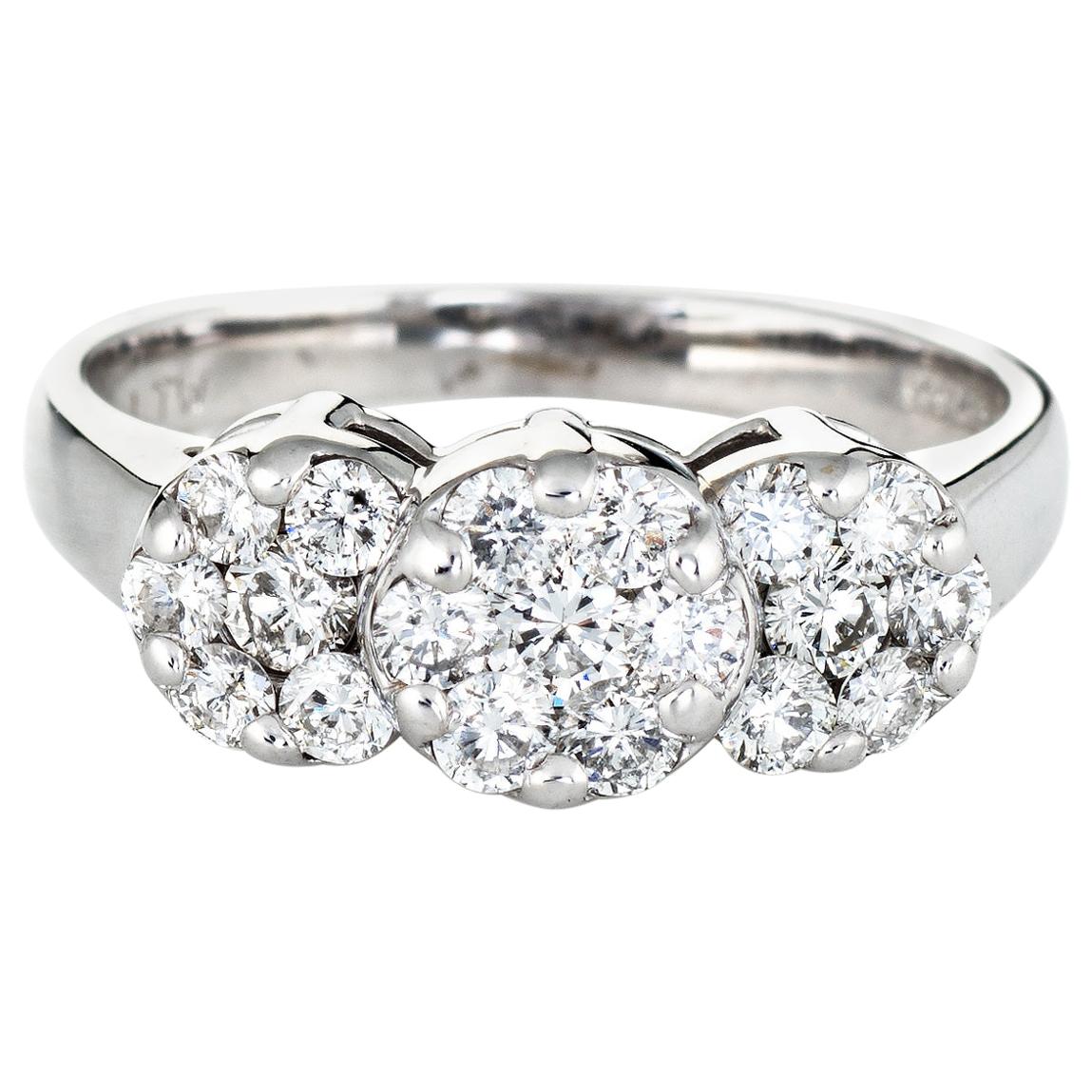 Diamond Cluster Ring Vintage 14 Karat Gold 1.10 Carat Round Halo Estate ...