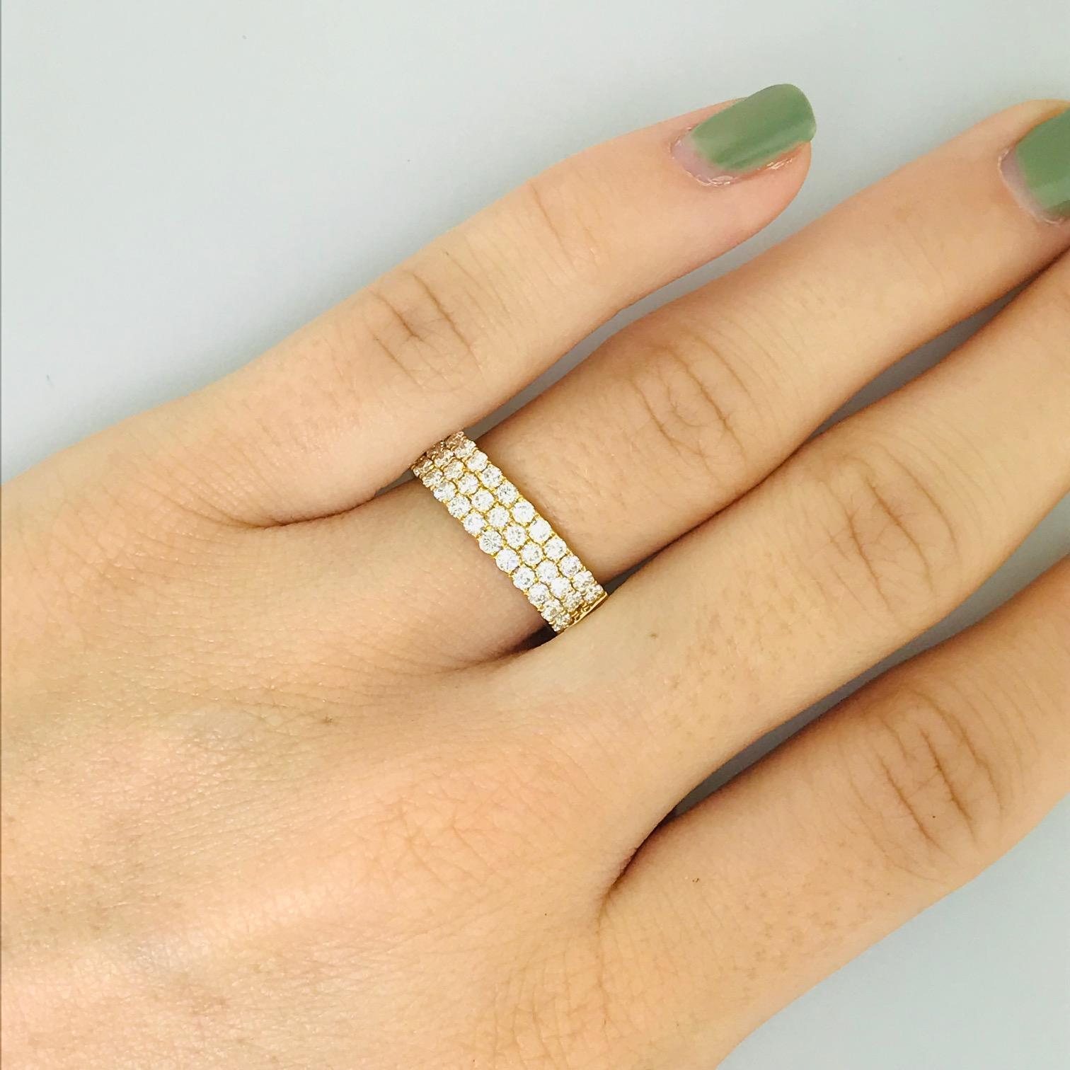 1 Carat Diamond Pave 3-Row Band in 14 Karat Gold For Sale at 1stDibs ...