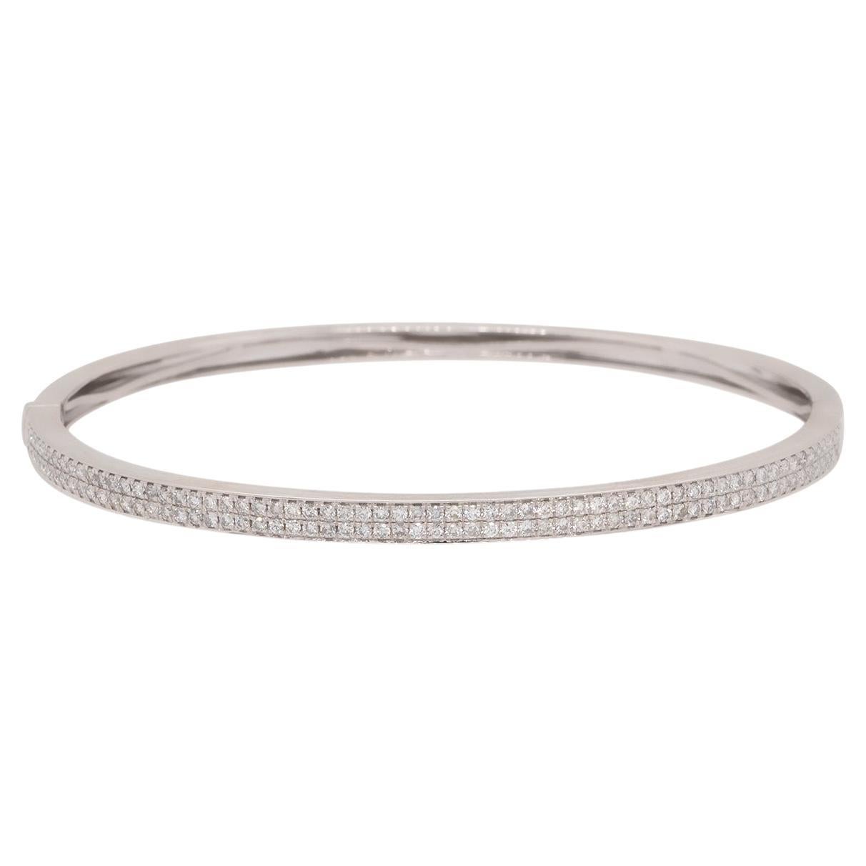1.06 Carat Diamond Pave Beaded Bangle Bracelet 18 Karat in Stock For ...