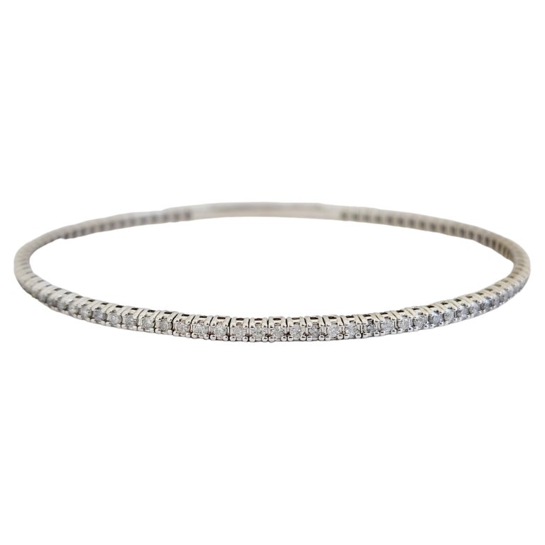1 Carat Flexible Bangle White Gold 14 Karat Bracelet For Sale at 1stDibs