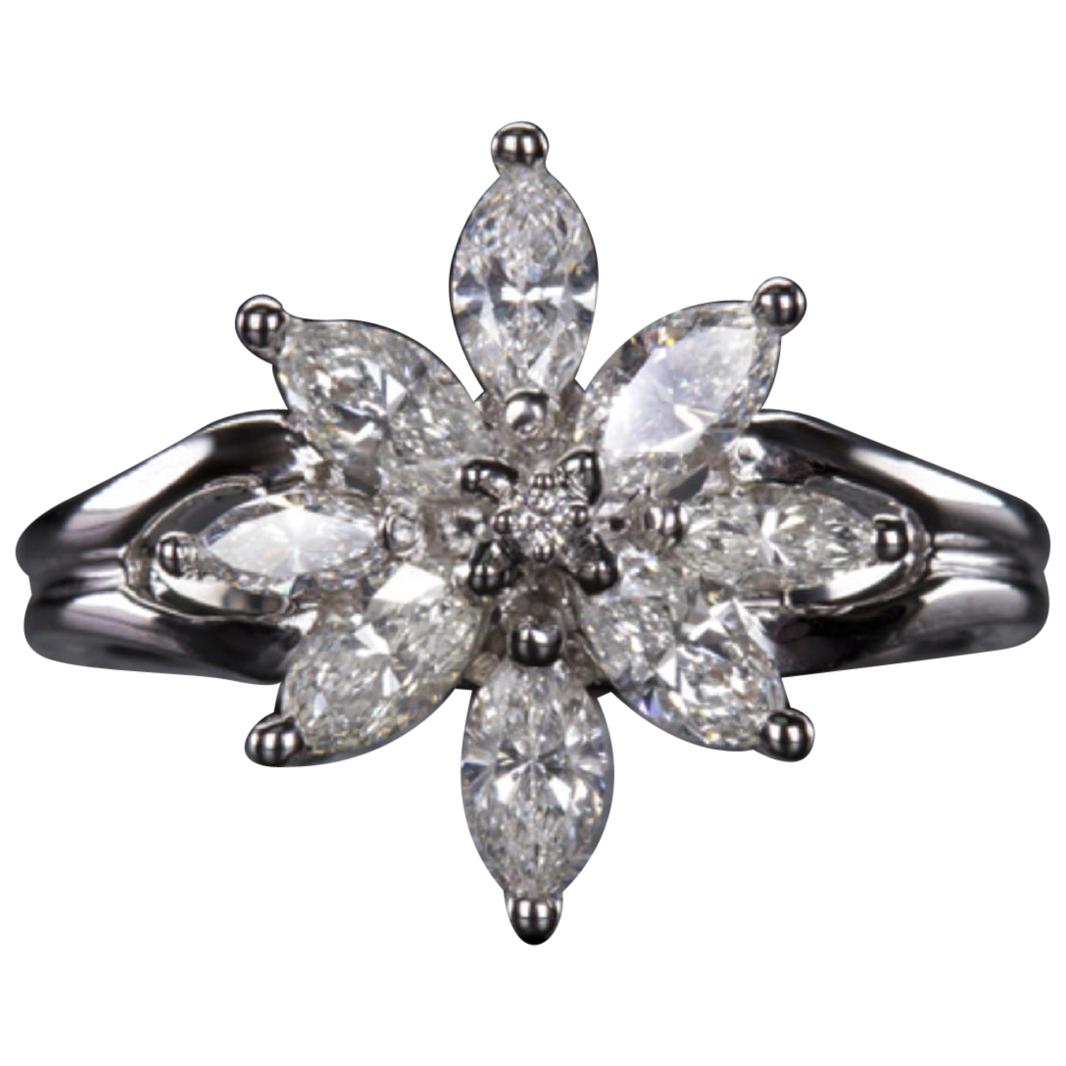 Eight Carats Marquise and Round-Cut Diamond Ring at 1stDibs