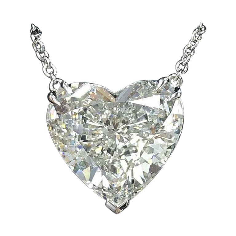 Gia Certified 12 Carat Heart Shape Diamond Pendant Platinum Necklace