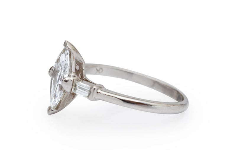 1 Carat Marquise Diamond Platinum Engagement Ring For Sale (Free ...