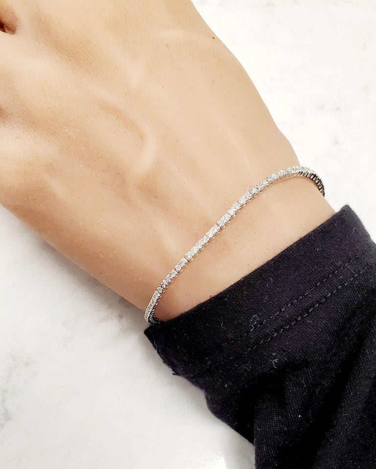 1 Carat Natural Round Diamond 4 Prong Tennis Bracelet In 14 Karat White