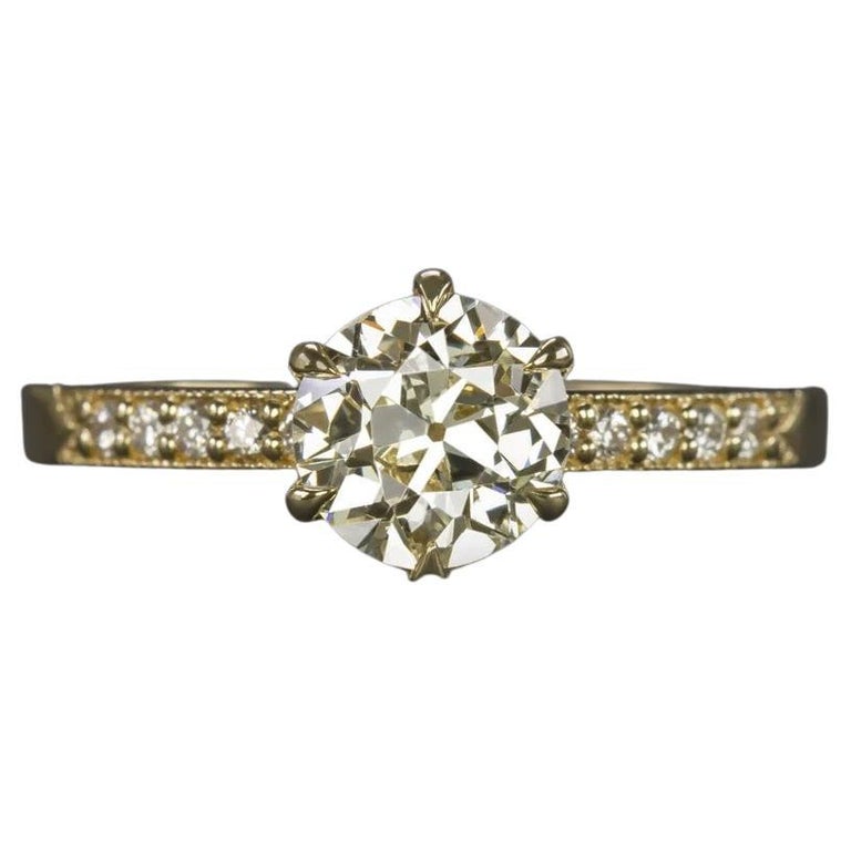 1 Carat Old European 18 Carat Yellow Gold Solitaire Diamond Ring For ...