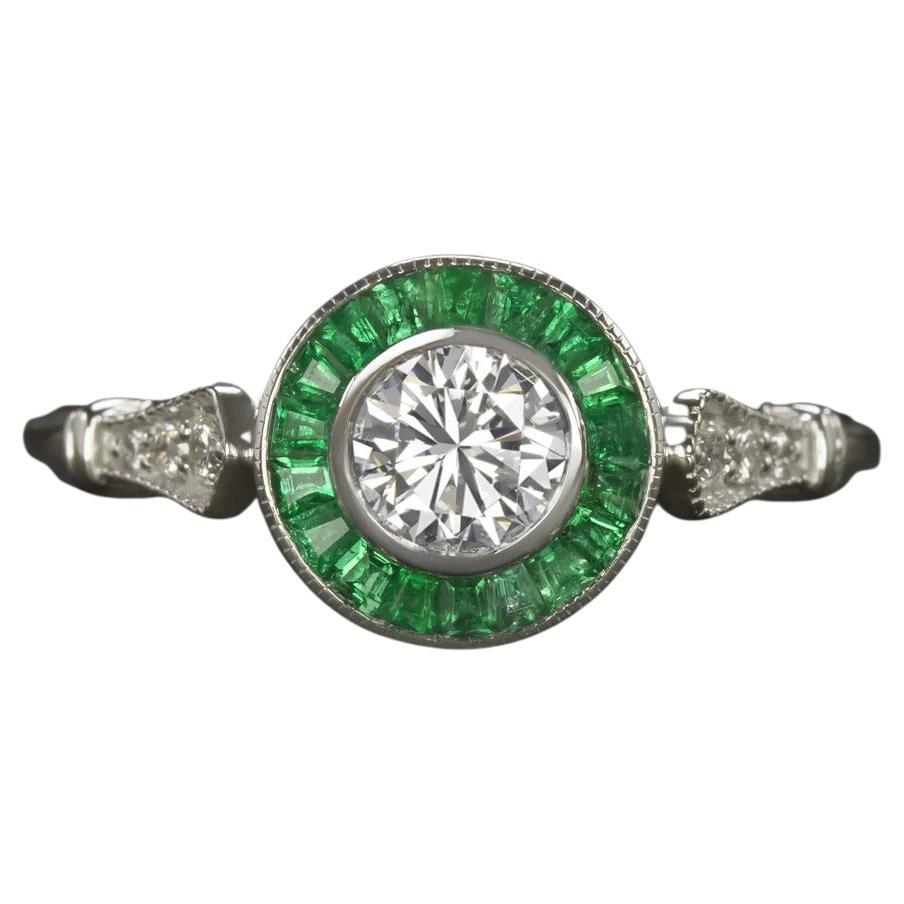 Old European Diamond Green Emeralds 1.80 Carat Old European Cut Diamond ...