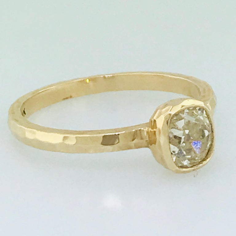 1 Carat Old Mine Cut Diamond Handmade Solitaire Engagement Ring ...