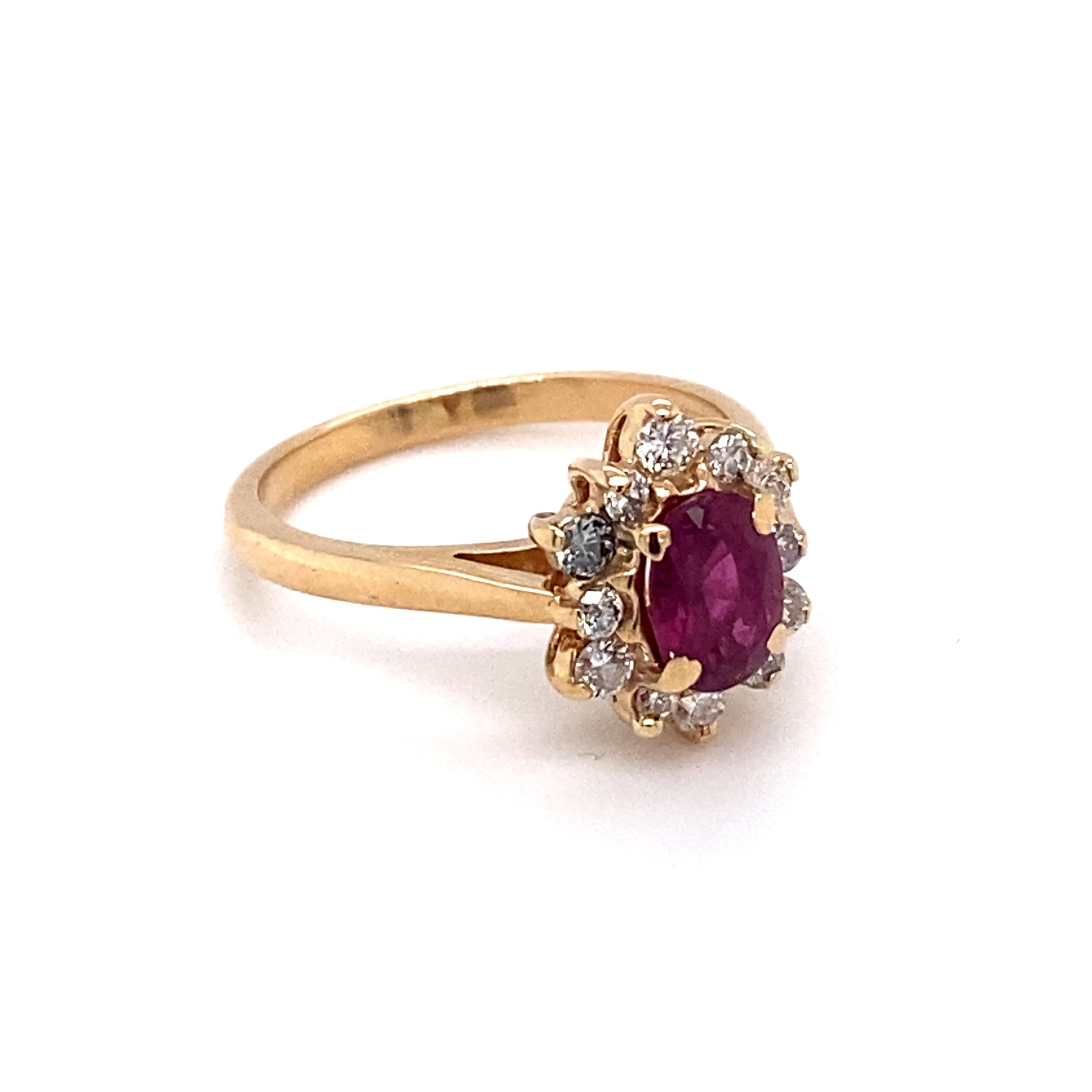 1 Carat Oval Ruby and Diamond Ring in 14 Karat Gold For Sale at 1stDibs ...