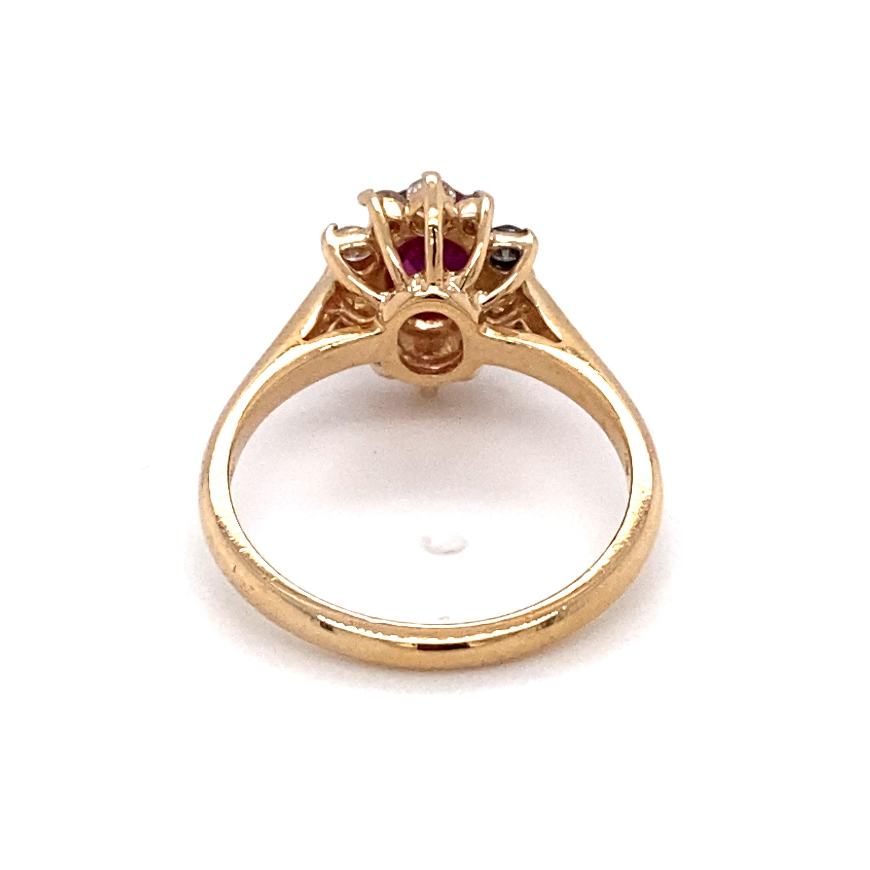 1 Carat Oval Ruby and Diamond Ring in 14 Karat Gold For Sale at 1stDibs ...