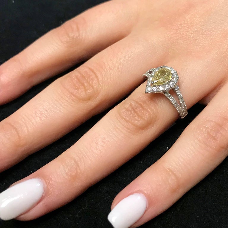 Yellow Diamond Halo Split Shank Engagement Ring at 1stDibs | 1 carat ...