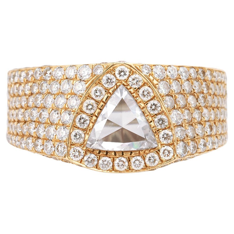 1 Carat Rose Cut Trillion Diamond Iced Out Signet Ring for Men in 18k ...