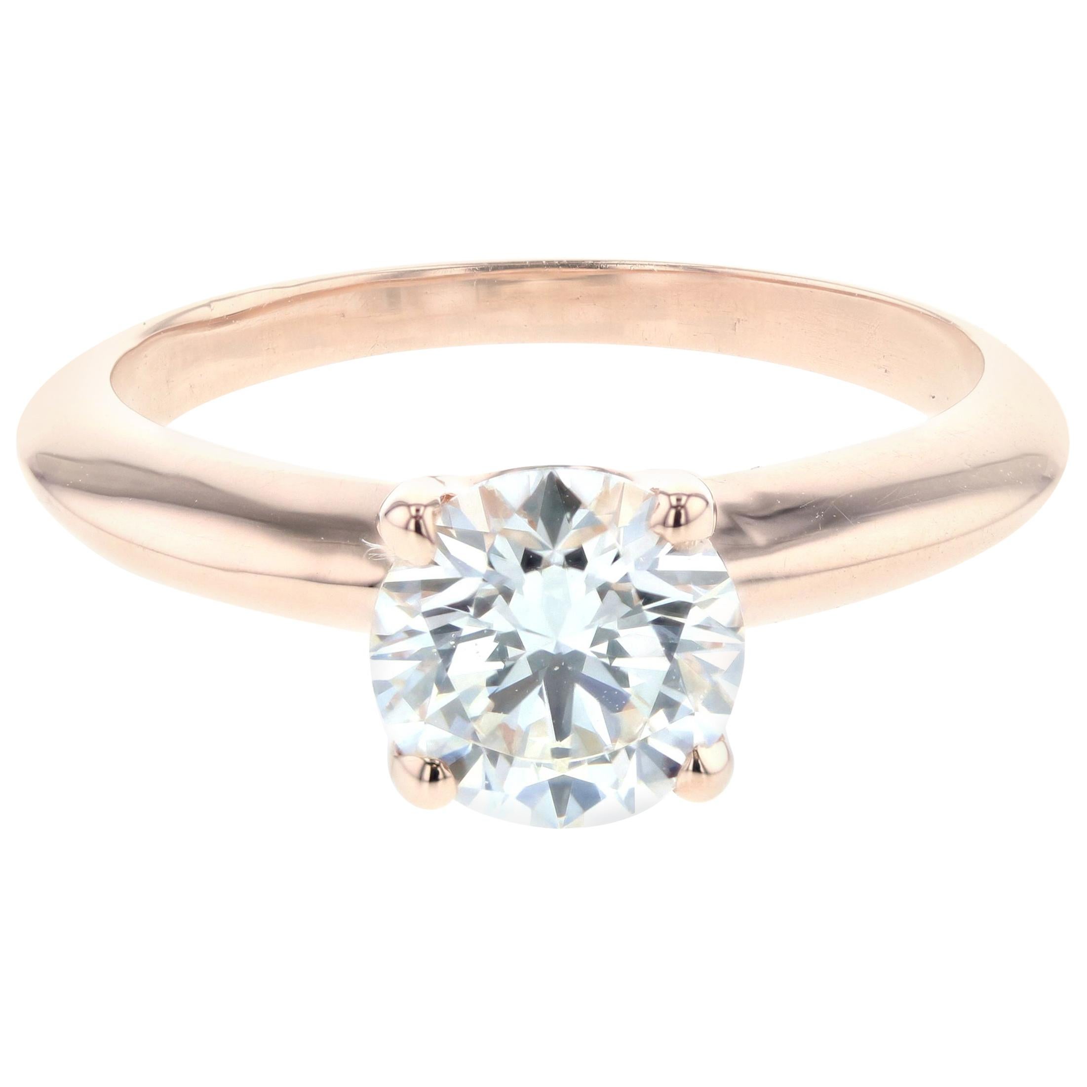 Emerald Diamond Solitaire in Rose Gold For Sale at 1stDibs