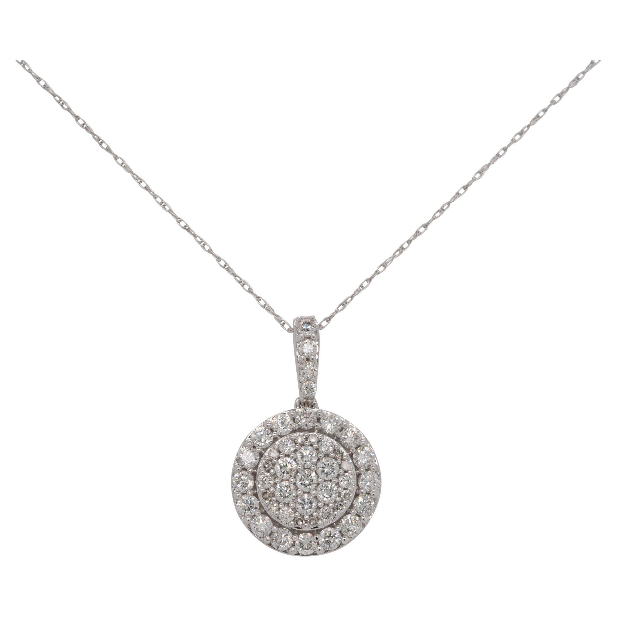Mixed-Cut Diamond Cluster Pendant Necklace For Sale at 1stDibs