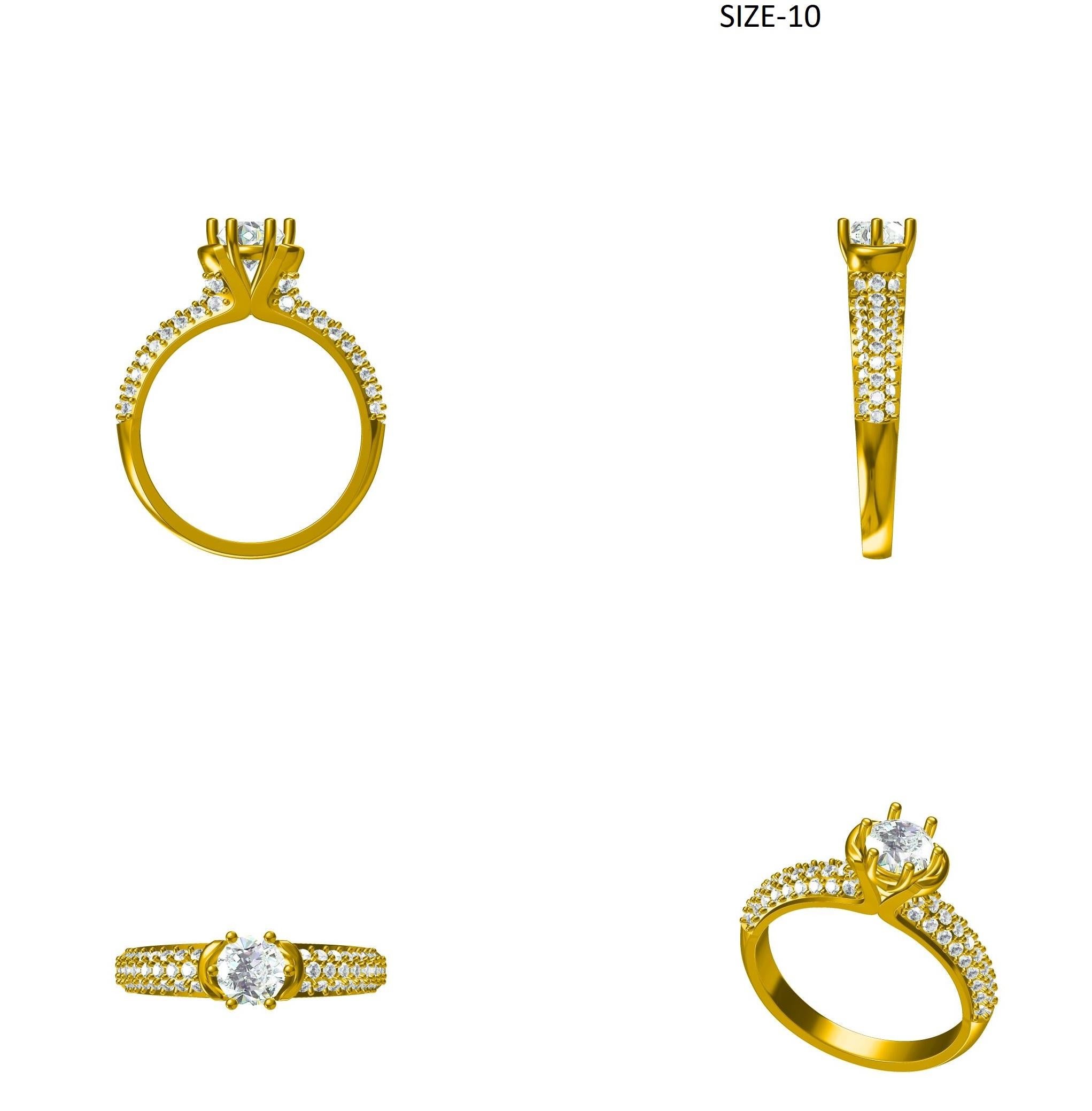 Customizable 1 Carat Round Solitaire Diamond Ring in 18k Solid Gold For ...