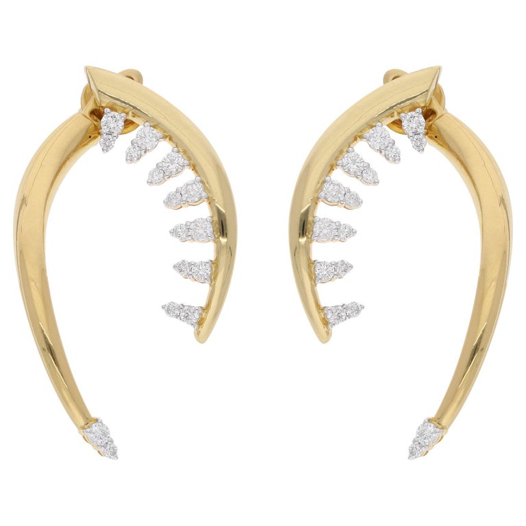 1 Carat SI/HI Diamond Horn Design Jacket Earrings 18 Karat Yellow Gold ...