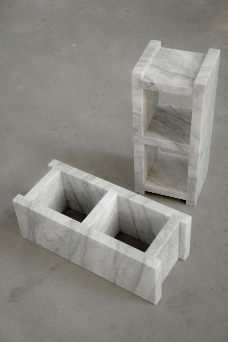 1 Cinder Block End Table, White For Sale at 1stDibs | cinder block side ...